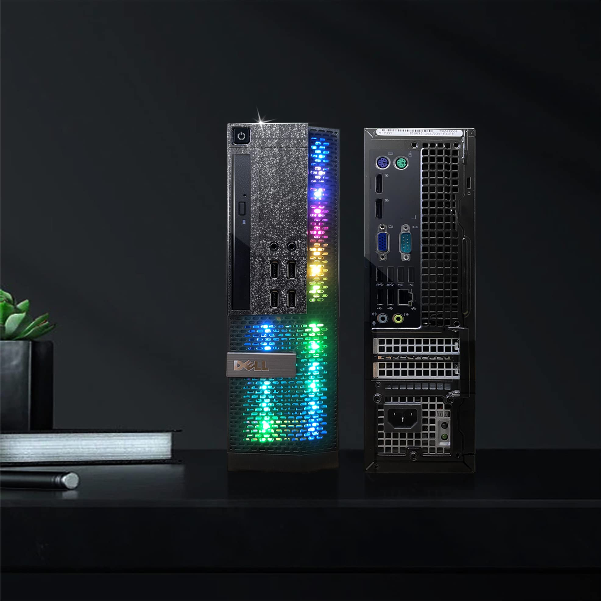 Treasure Box Black RGB SFF Desktop with Quad Core I7 Upto 3.9G, HD Graphics 4600 4K Support, 32G, 1T SSD, DP, VGA, RGB Keyboard Mouse, DVD, WiFi, BT 5.0, Win 10 Pro (Renewed)