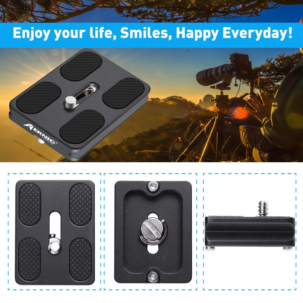 MEKNIC Camera Quick Release Plate PU50 2 Pieces QR Small Plate with 1/4"-20 Screw,Tiny Universal Quick Release Plate for Arca Swiss Standard Clamp for DSLR Camera Tripod Ballhead
