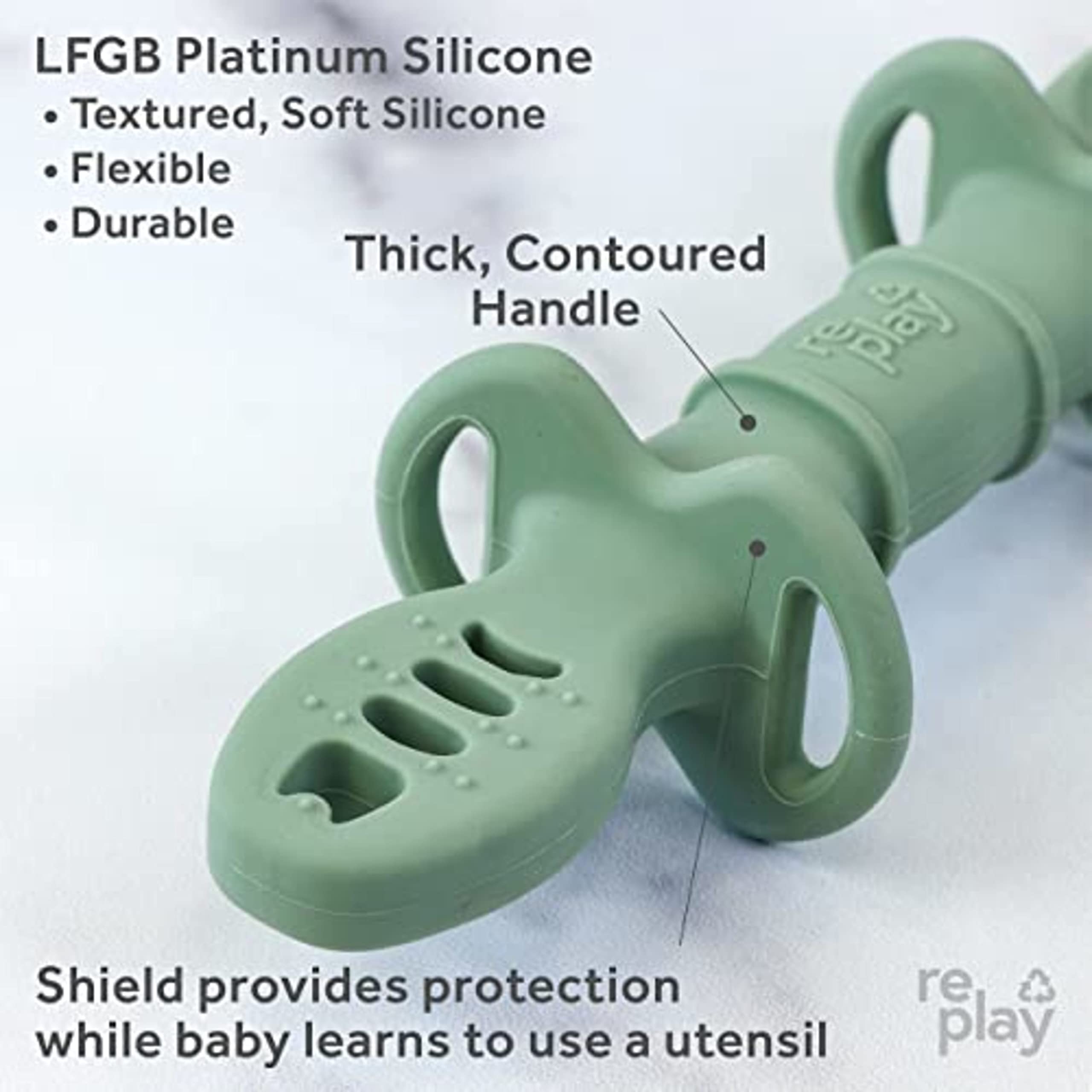 Sustainables by Re-Play Silicone Dip n ReDip Feeding Tool - Made with Medical-Grade Platinum Silicone - Sage - 2 Pack