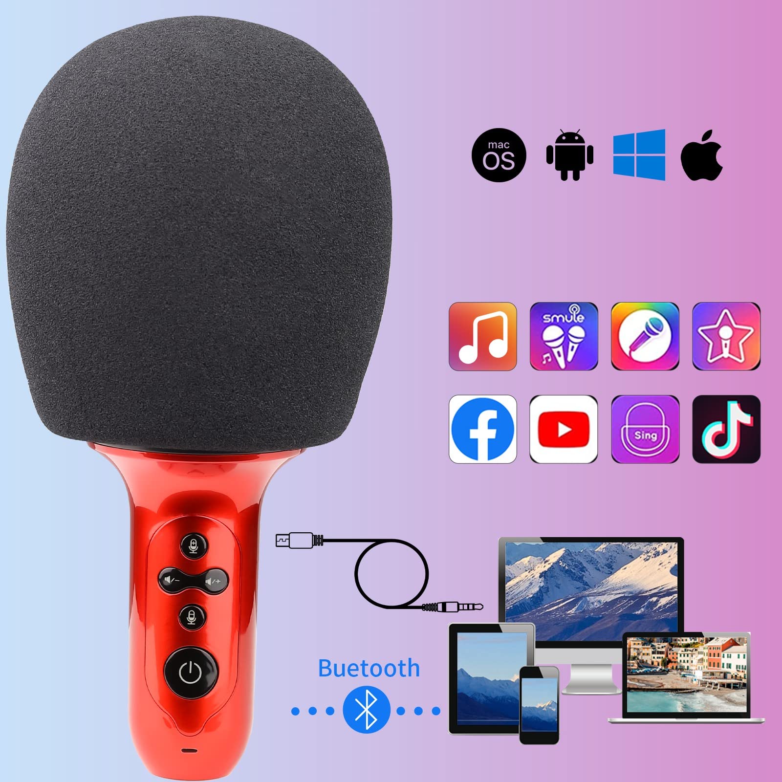 Nortix LAVESO Karaoke Microphone, Bluetooth Microphone, Microphone for Kids, Karaoke Microphone for Adults, Portable Karaoke Machine with Voice Changer, Best Gift for Kids and Adults