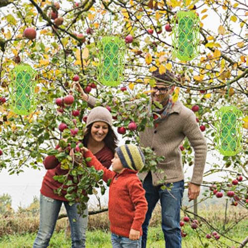 Sancodee 4 Pcs Wasp Trap Outdoor Hanging, Insect Catcher for Wasps and Carpenter Bees, Bee Killer Sticky Bug Boards Yellow Jacket Trap with Bait Reservoir, Non-Toxic Reusable Wasp Hornet Trap (Green)