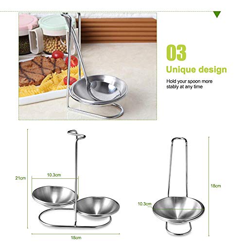 Spoon Rest Holder, iPstyle Stainless Steel Vertical Saving Soup Ladles Holders or Hotpot Restaurant, Buffet, Fast Food Restaurant Kitchen Decor Tool (Spoon Rest - 2Pack)