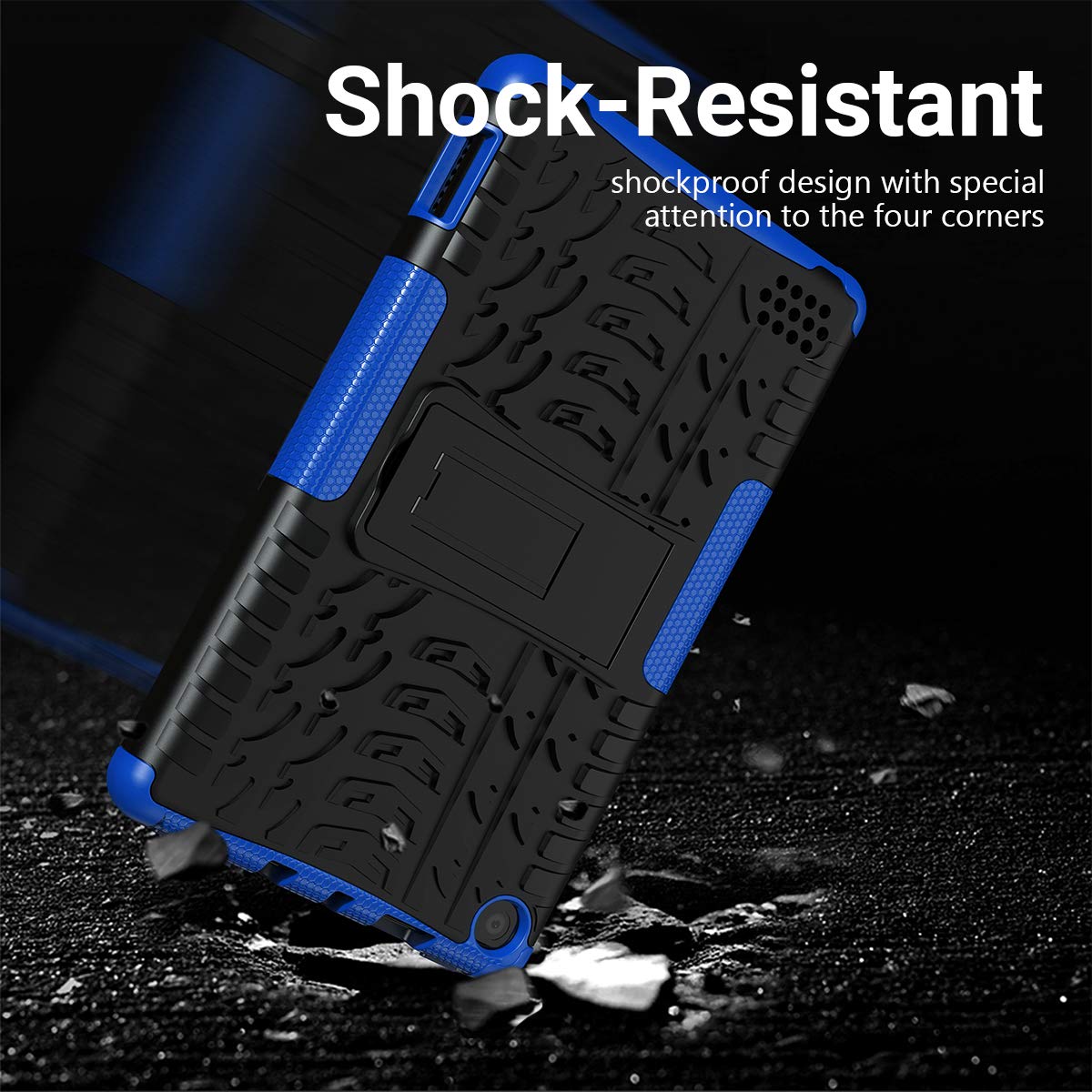 TASSKTO Dual Layer Heavy Duty Shockproof Drop Proof Military Grade Kids Case with Kickstand for