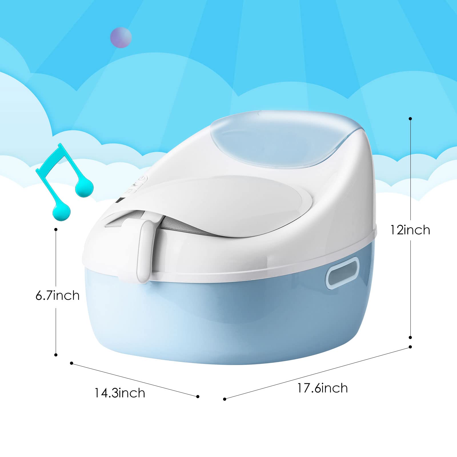 Portable Potty Training Toilet with Bidet, 2 Modes Automatic Butt Cleansing, Rechargeable Battery, Smart Sensor, Kids Voice Prompt, Removable Potty Bucket, Ideal Toddler Potty with Music and LED Light