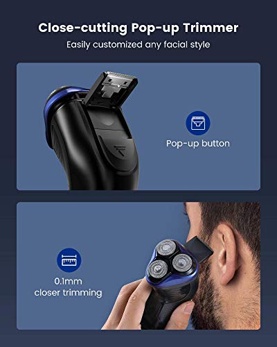 Limural Mens Electric Razors for Shaving, Electric Shavers for Men with Extra Replacement Blade LED Cordless Rechargeable Wet/Dry, Cordless Close Shave Men’s Grooming Kit with Pop-up Beard Trimmer