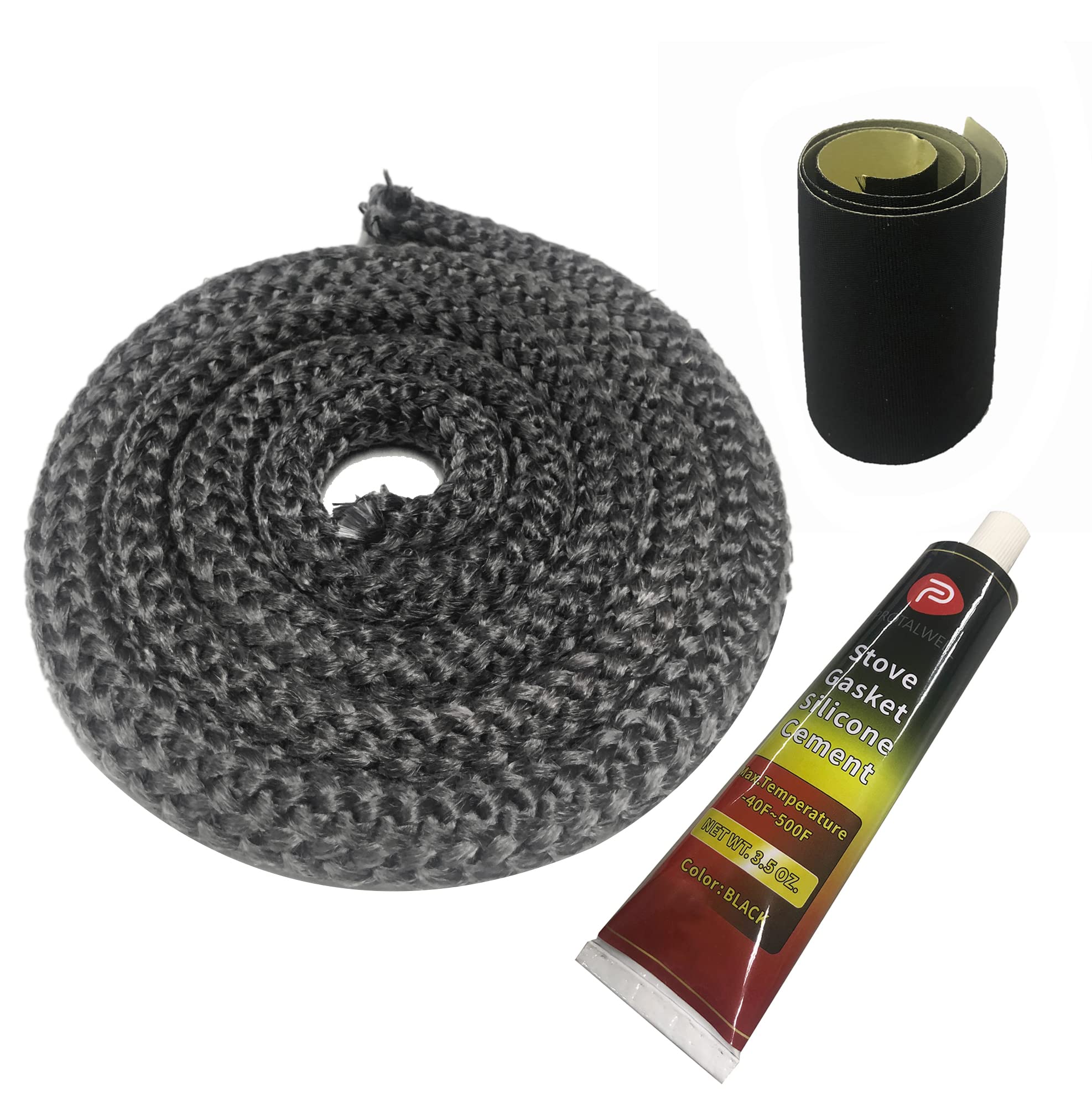 Protalwell Wood Stove Gasket, 7/8" Wood Stove Door Gasket Kit, Gasket Rope Replacement for Stove or Fireplace Doors, Grey Color Fiberglass Gasket