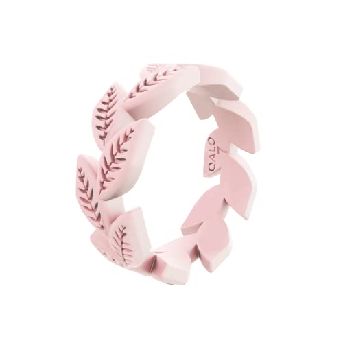 QALO Women's Rubber Silicone Ring, Vine Rubber Wedding Band, Breathable, Durable Engagement Silicone Ring, 5.8mm Wide 1.75mm Thick, Blush, Size 6