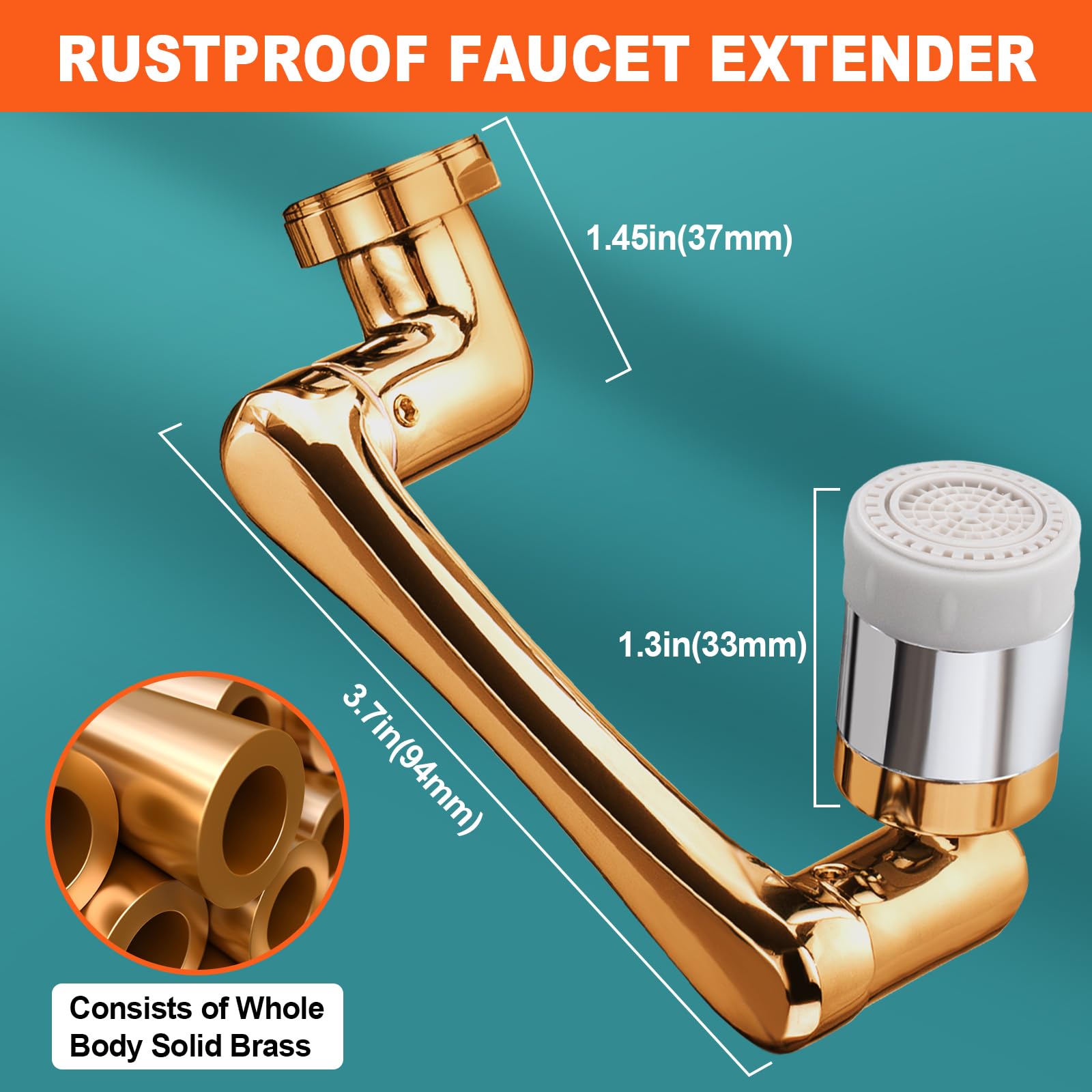Spurtar 1440° Faucet Extender for Bathroom Sink, 2 Water Outlet Modes 1080° Rotatable Faucet Aerator + 360° Swivel Faucet Attachment Kitchen Faucet Extension, Tap Adjustment for Face Washing