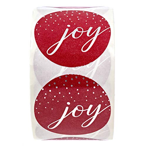 Joy Christmas Stickers / 500 Shiny Holiday Labels / 1.5" Christmas Sticker Envelope Seals/Winter Season Label/Made in The USA