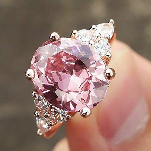 JOY Jewelry Women Pink Sapphire Claw Ring Rose Gold Wedding Engagement Band Ring Jewelry (8)