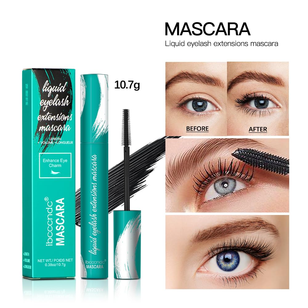 Lash Extensions Mascara - Volumizing and Lengthening Lash 5x Longer for Stunning Eyes - No Clumping, Long-Lasting, Smudge-Proof Formula (Rich Black)