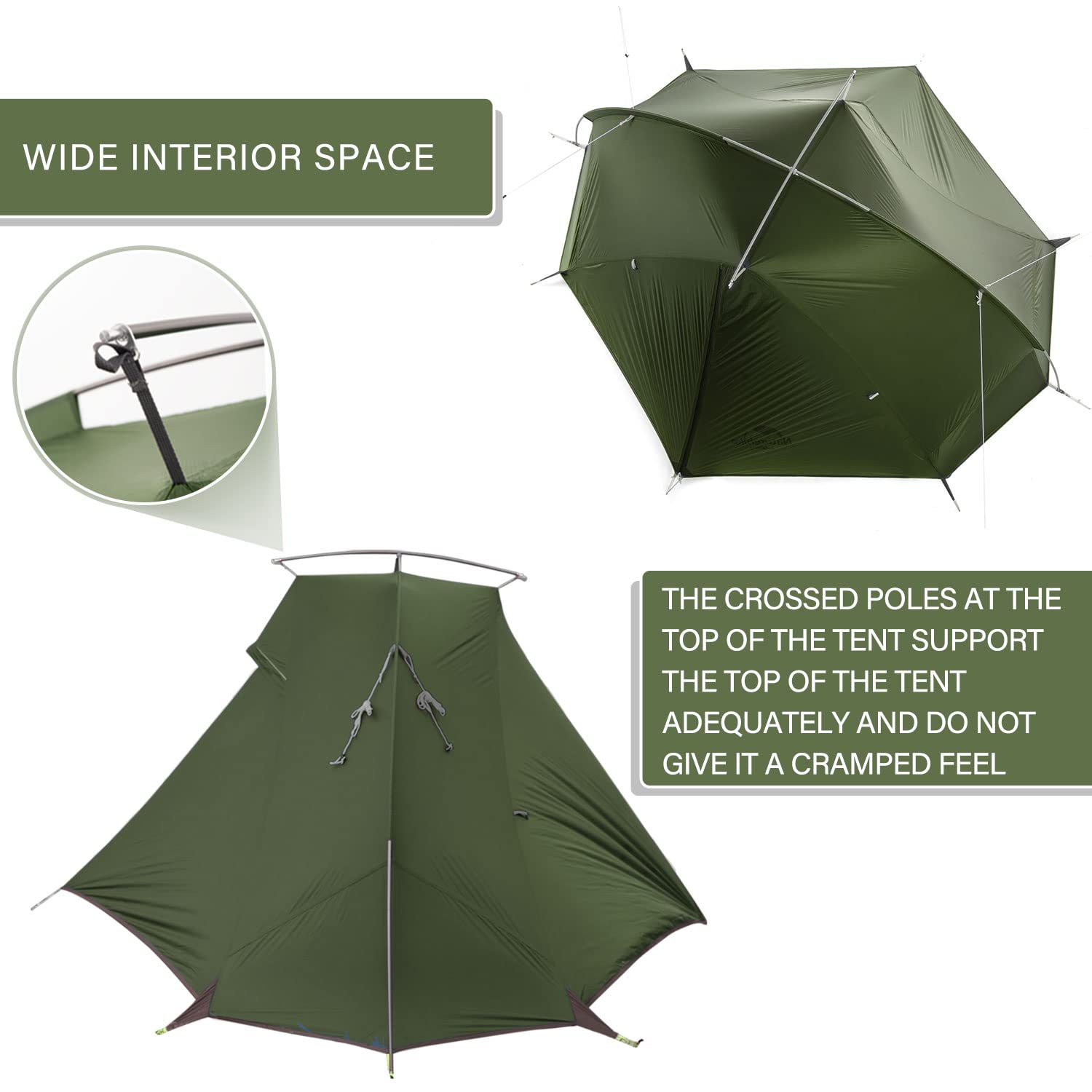 Naturehike Taga 2 Person Lightweight Backpacking Tent Outdoor Camping Tent (Forest Green)