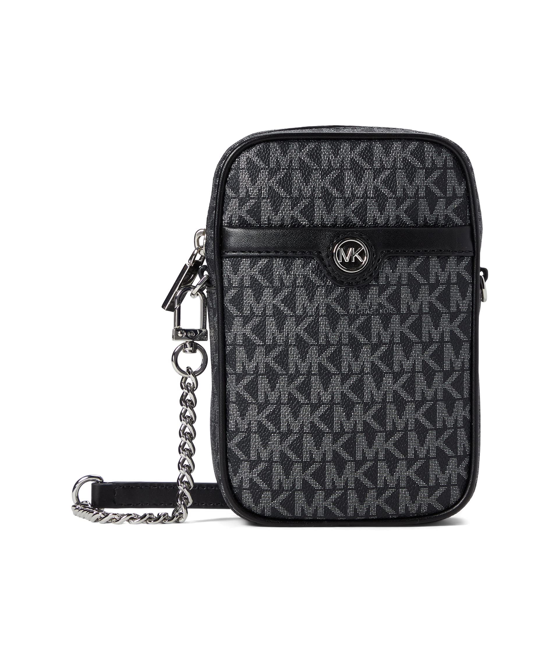Michael Kors Blaire Small North/South Chain Camera Crossbody Black/Silver One Size