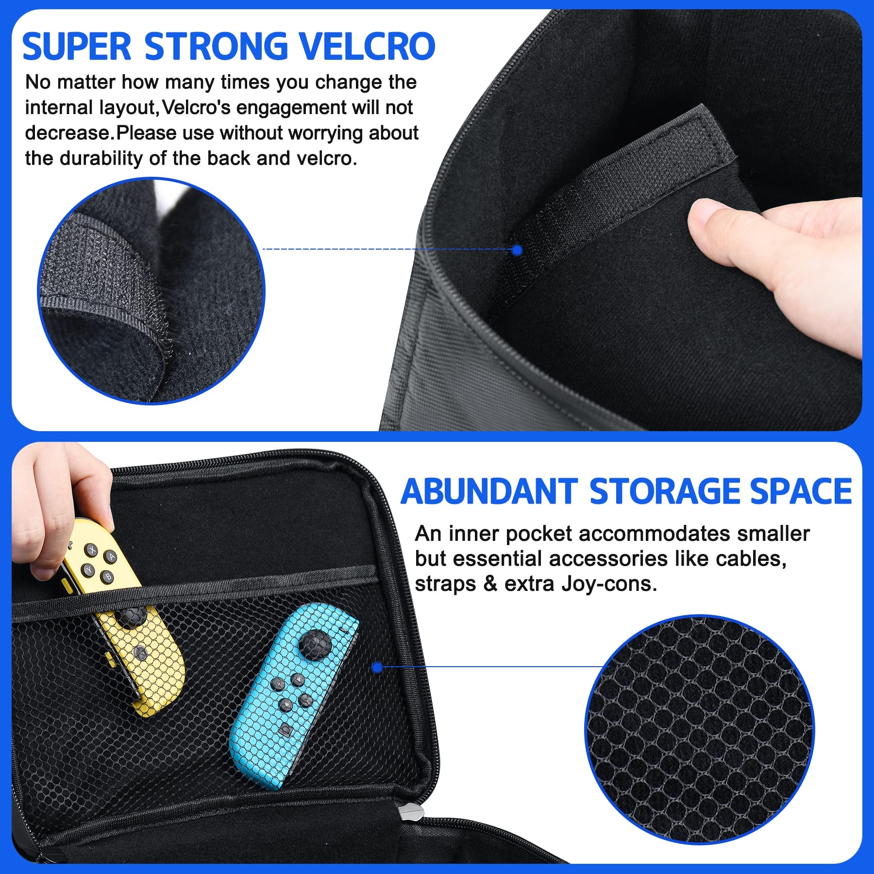 NinjaPlusOX Carrying Case for Nintendo Switch/Switch OLED Model 2021, Soft Shell Protective Portable Switch Carrying Case Travel Bag for Switch Console & Accessories, Removable Compartments, Black