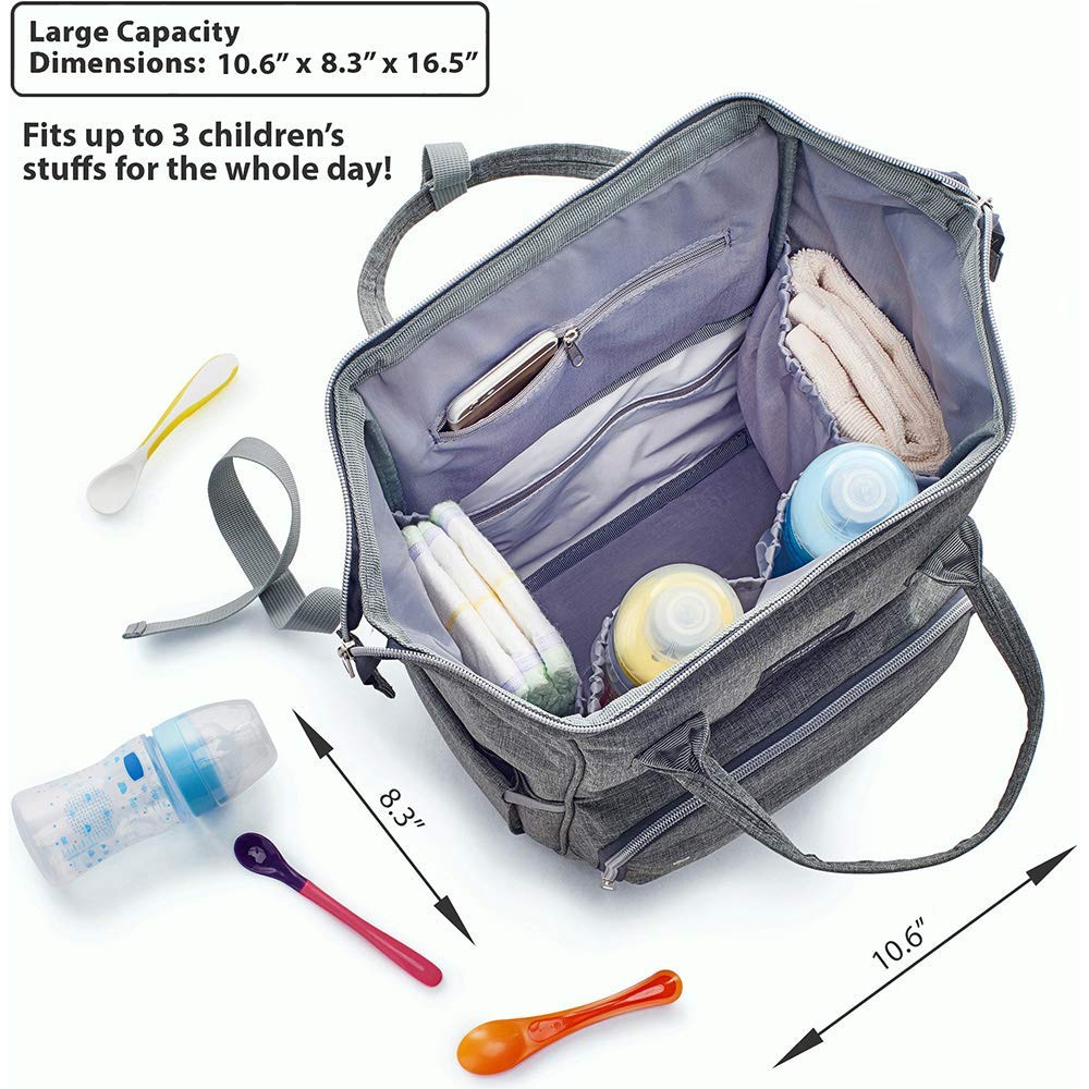 KiddyCare Diaper Bag Backpack & Portable Diaper Changing Pad - Multi-Function Baby Bag and Waterproof Cover Station for Travel