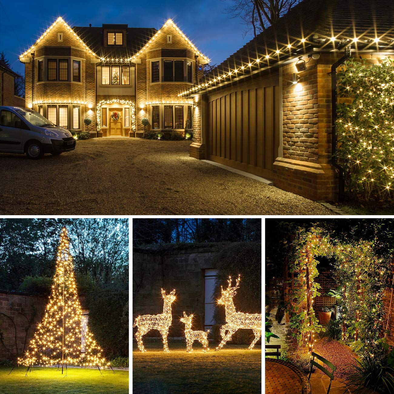 kolpop Solar String Lights Outdoor, 79ft 240LED 8 Modes Solar Fairy Lights Outdoor Waterproof Copper Wire Solar Powered String Lights for Garden Christmas Tree Patio Home Wedding Yard (Warm White)