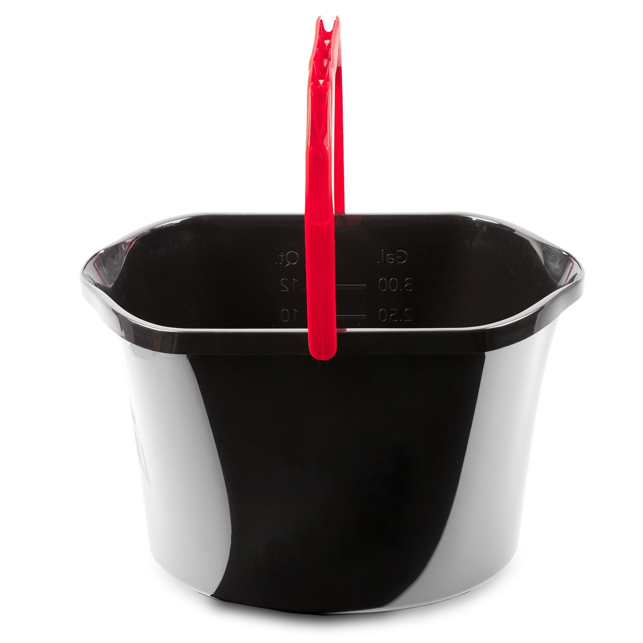 VVloop 3.5 Gallon Oval Polypropylene Utility Bucket, 15.8" Height, Black,Buckets, Commercial mop Buckets, Paint Buckets