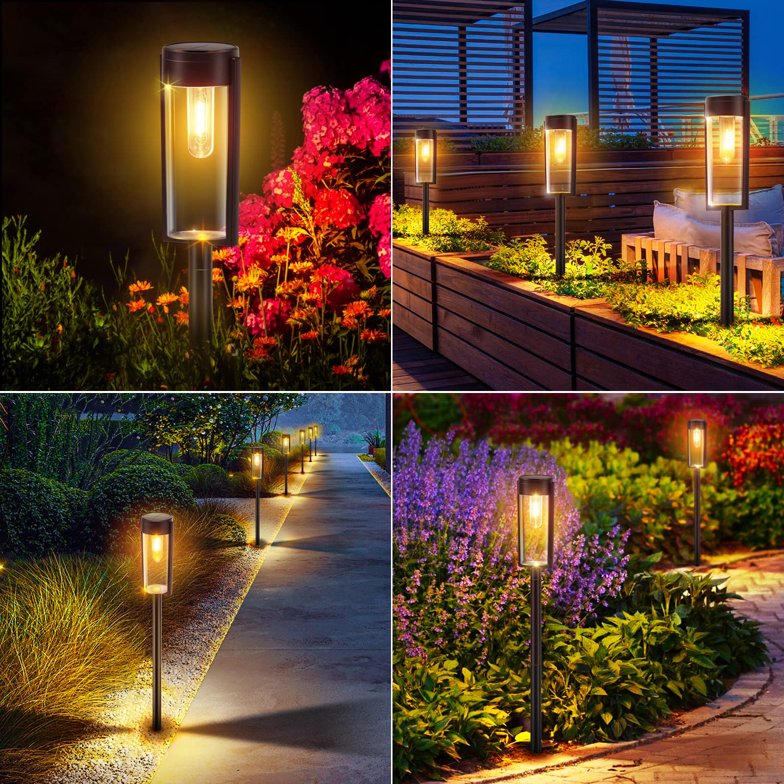LETMY Solar Pathway Lights Outdoor, Upgraded 8 Pack Solar Lights for Outside, IP65 Waterproof Auto On/Off Solar Landscape Path Lights Outdoor Solar Lights for Yard Garden Lawn Walkway