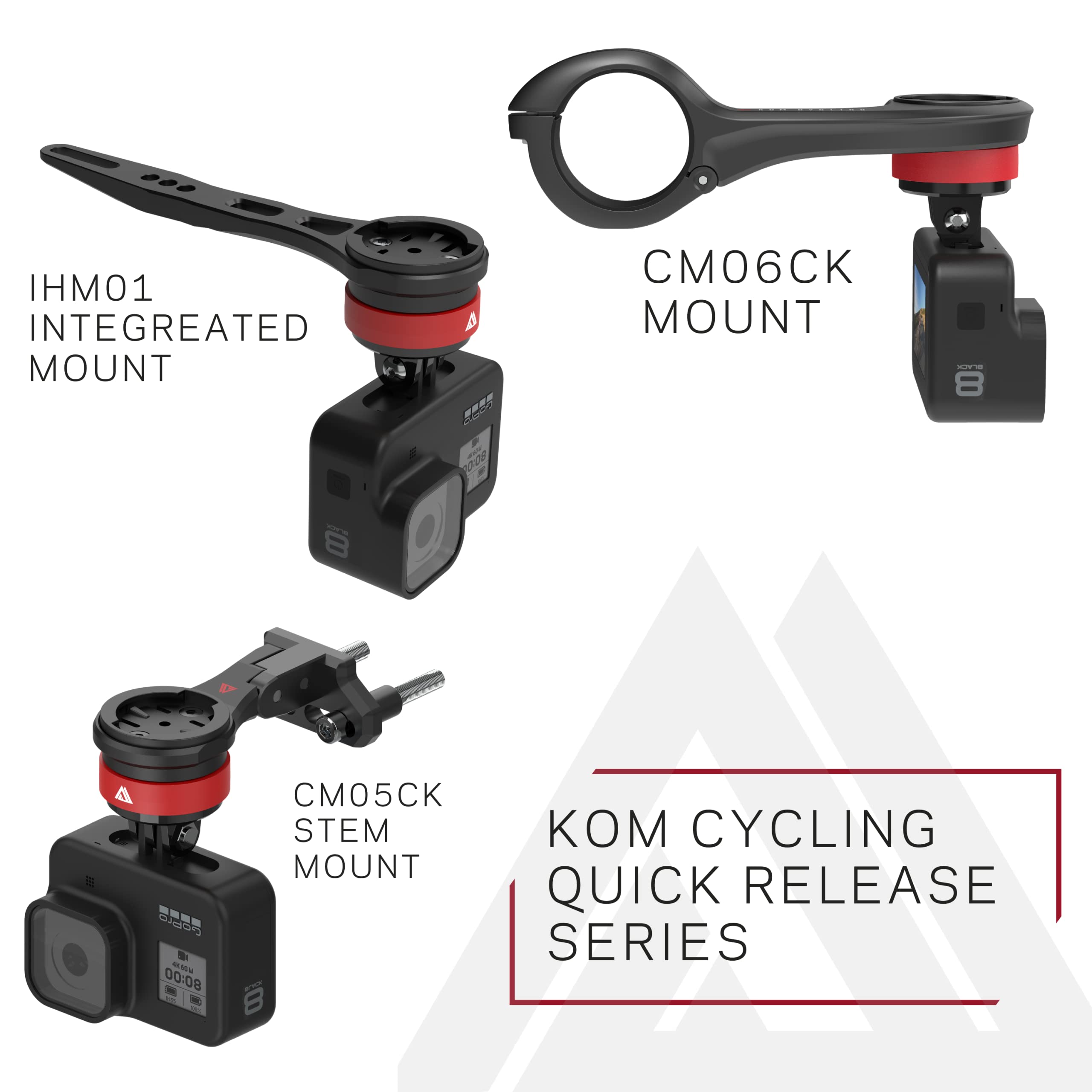KOM Cycling CM06 Quick Release GoPro Computer Mount for Wahoo and Garmin Bike Computers (Bike Mount Compatible with Edge 1030, Elemnt Roam and others) 1030 Bike Mount compatible with GoPro Accessories