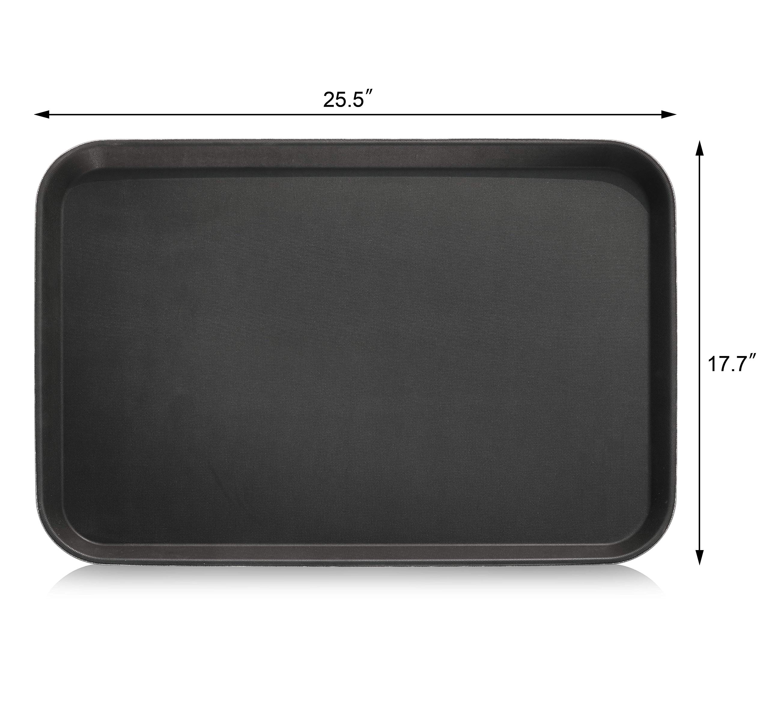 New Star Foodservice 25392 Restaurant Grade Non-Slip Tray, Plastic, Rubber Lined, Rectangular, 18-Inch x 26-Inch (Large), Black