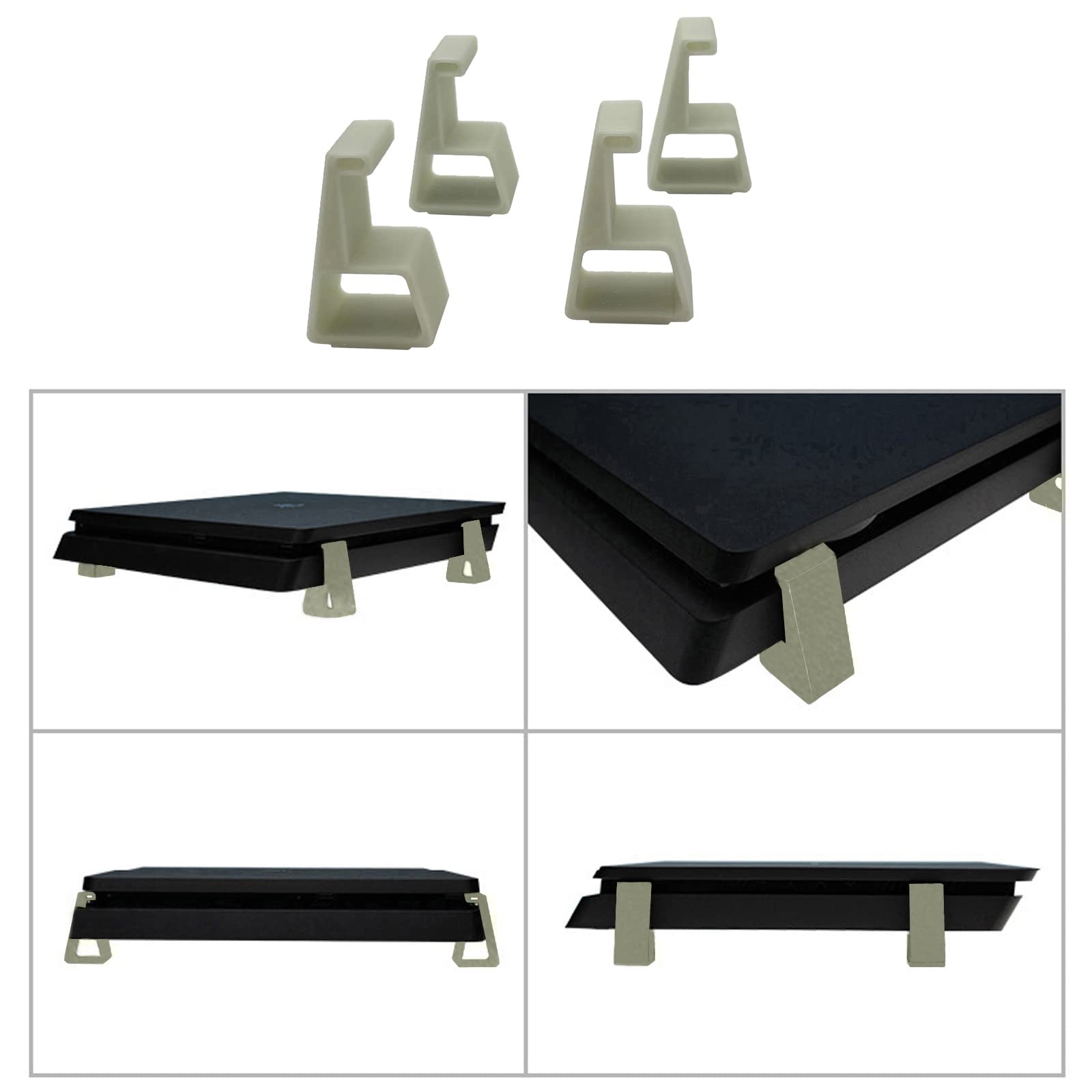 Onyehn 4pcs Horizontal Version Anti-Skid Heightening Bracket for PS4 Slim Console Cooling Legs Stand Holder Accessoies(Luminous Green)