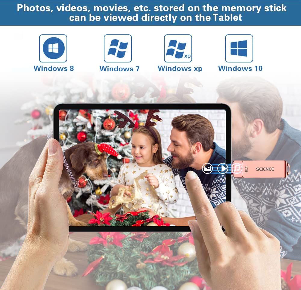 SCICNCE USB 3.0 Flash Drive 1TB Intended for iPhone, USB Memory Stick External Storage Thumb Drive Photo Stick Compatible with iPhone, Android and Computer (Rose Gold)