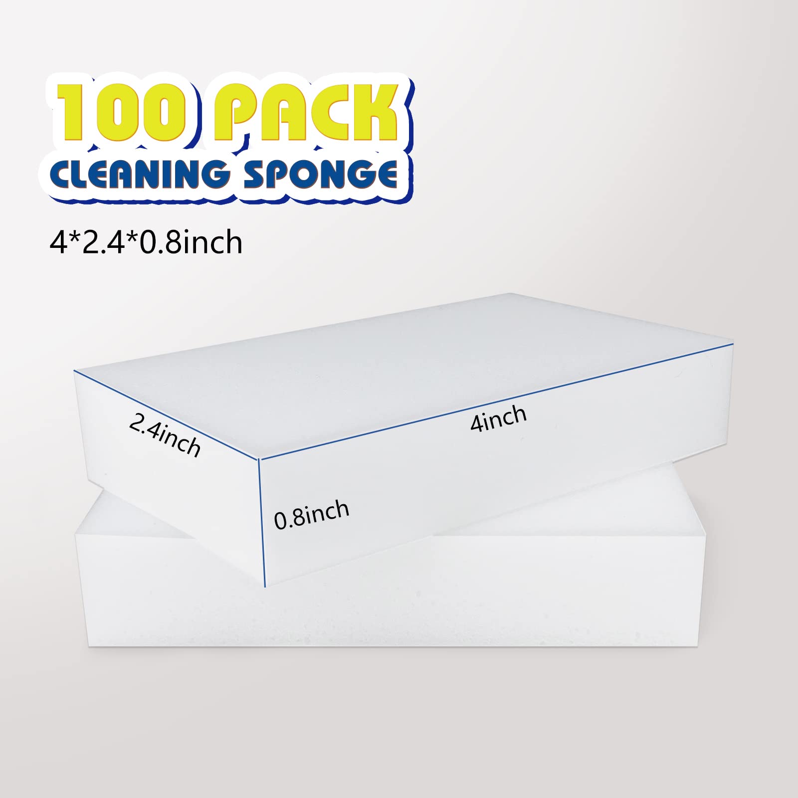 JOYENERGY Magic Sponge Eraser, 100 Pack Melamine Sponges Foam Pads in Bulk, Multi-Functional Household Cleaning Sponges Eraser for Kitchen, Furniture, Bathroom, Sink, Household Cleaning
