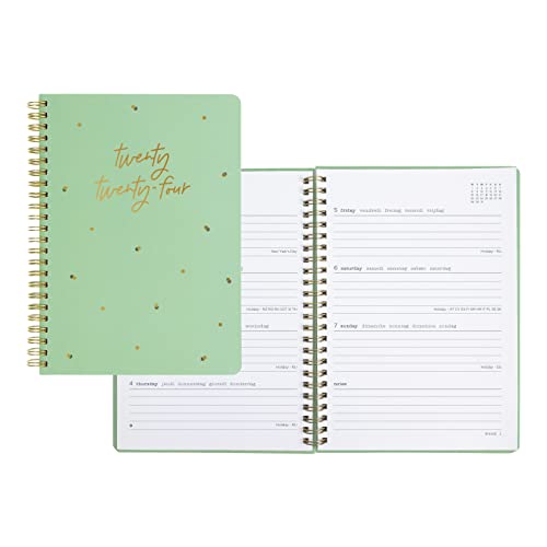 Letts Celebrate Weekly/Monthly Planner, 12 Months, January to December, 2024, Gold Twin-Wire Binding, A5 Size, 8.25" x 5.875", Multilingual, Mint (C082187-24)