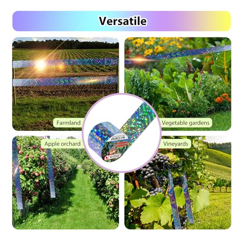 Reflective Bird Tape, 330ft x 1.6in Bird Scare Tape Dual-Sided Bird Flash Tape Bird for Outside, Gardens, Orchards - by dukclyn