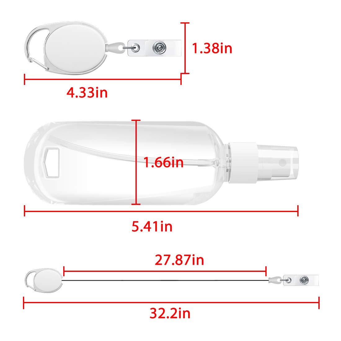 Linkidea 1.69oz Empty Hand Soap Bottles, Portable Travel Plastic Bottles, Fine Mist Spray Bottle, Reusable Squeezable Leak Proof Toiletries Container with Keychain & Stretchable Lanyard (4 Pack)