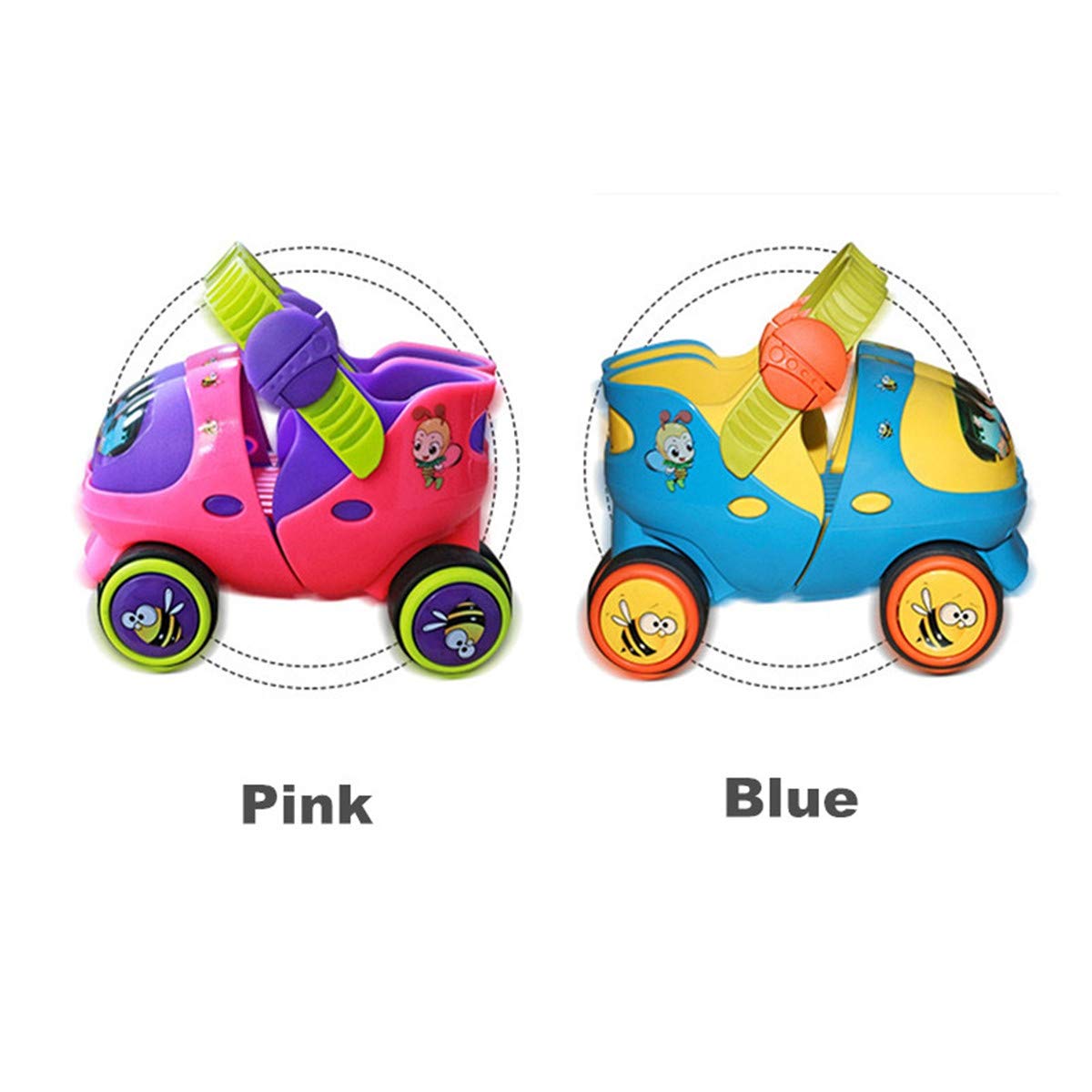 Kid's Children's Boys Girls Adjustable Speed Quad Roller Skates Shoes with Safe Lock Mode for Beginners (Blue)
