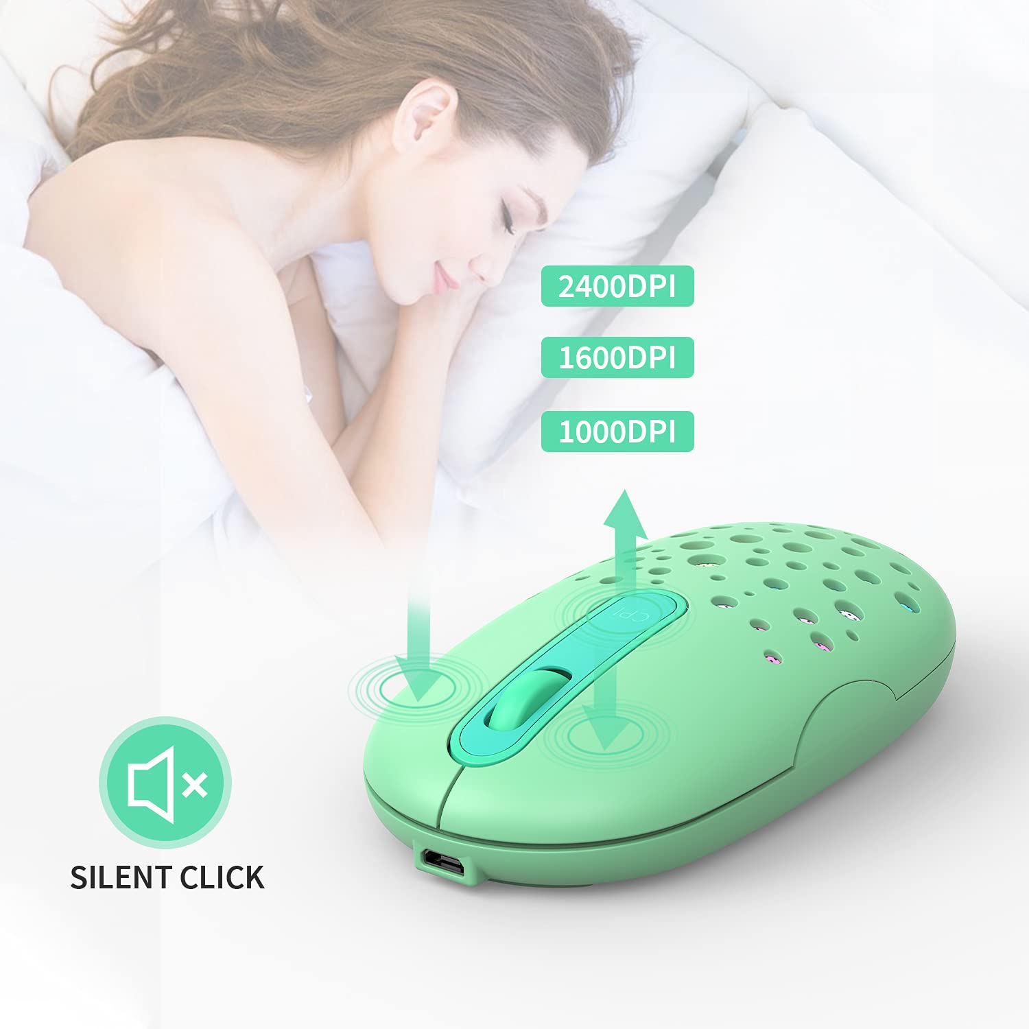 PryRose LED Wireless Mouse, Backlit Color Changing Mouse with Honeycomb Shell, 2.4G Wireless Rechargeable Slim Silent Mice, 3 Adjustable DPI for Laptop Computer Chromebook