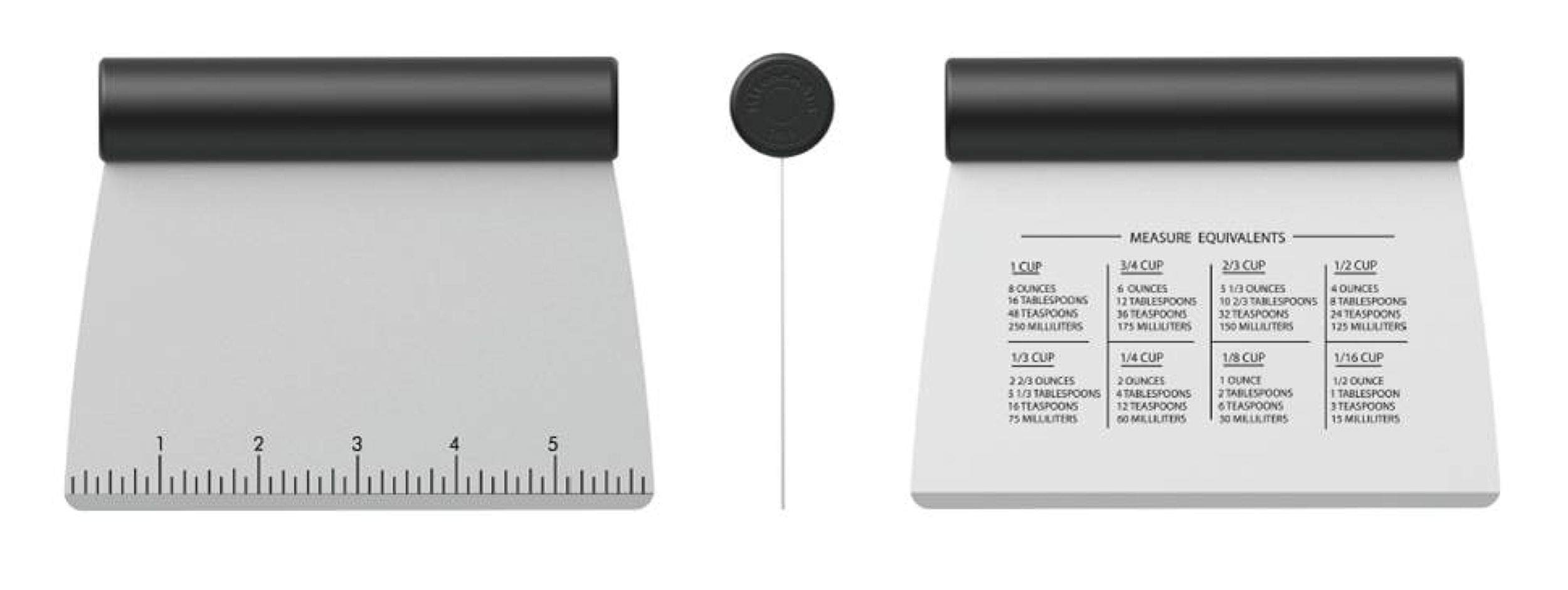 KitchenAid All Purpose Stainless Steel Dough Pastry Scraper/Chopper/Cutter with Measurement Scale, 6-Inch, Black