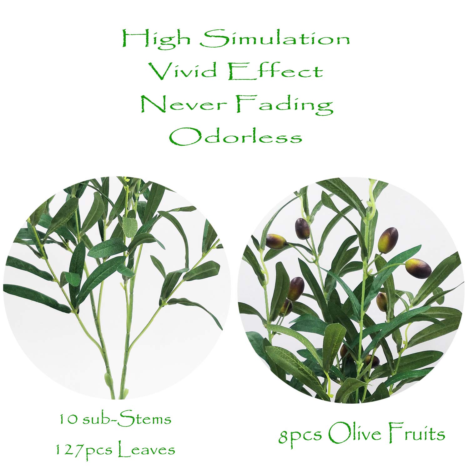 JD ARTIFICIAL PLANTS 3PCS 38" Artificial Olive Branches with Fruits Fake Greenery Plants Twig Picks for Home Décor Office Restaurant Wedding Garden Patio Shop Window Photography Props(3 in Pack)