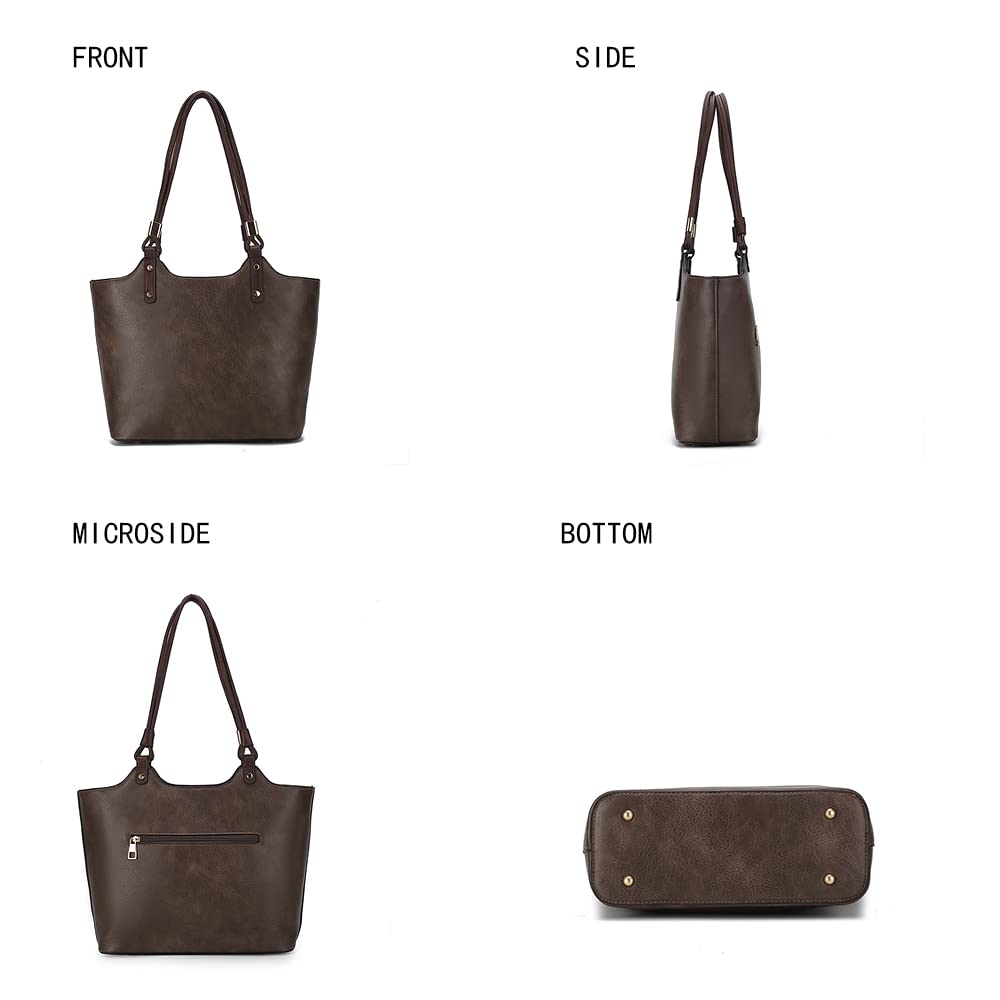 MKF Collection Tote Bag for Women with Wristlet Pouch, Vegan Leather Pocketbook Top-Handle Handbag Purse