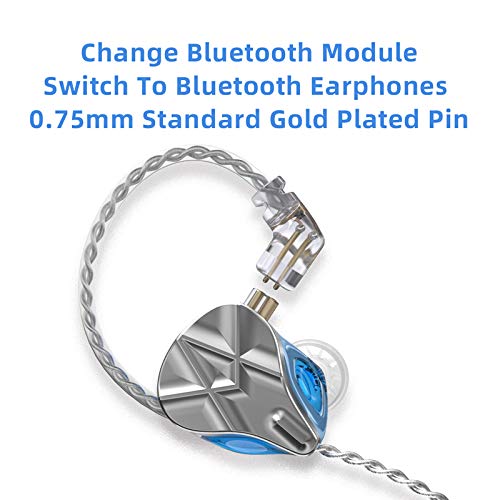 Linsoul KZ ASF 5BA Balanced Armatures HiFi in-Ear Earphones with Zinc Faceplate Resin Shell, 0.75mm 2 Pin Cable for Audiophile Musicians (Without mic, Blue)