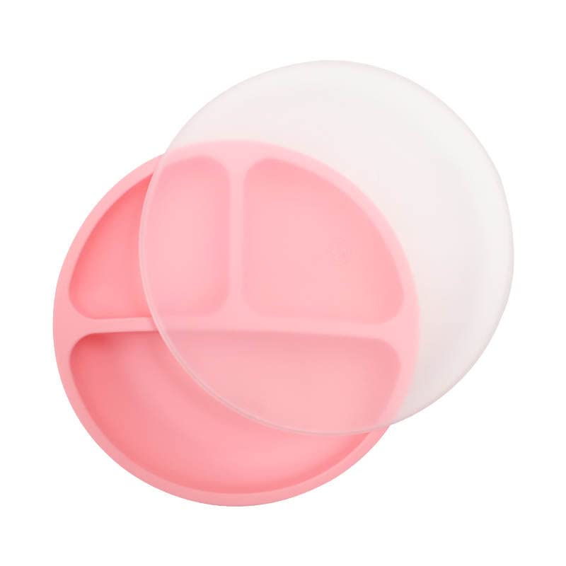 Suction Plates for Babies | 100% Silicone with Lid | Divided Design | Microwave & Dishwasher Safe