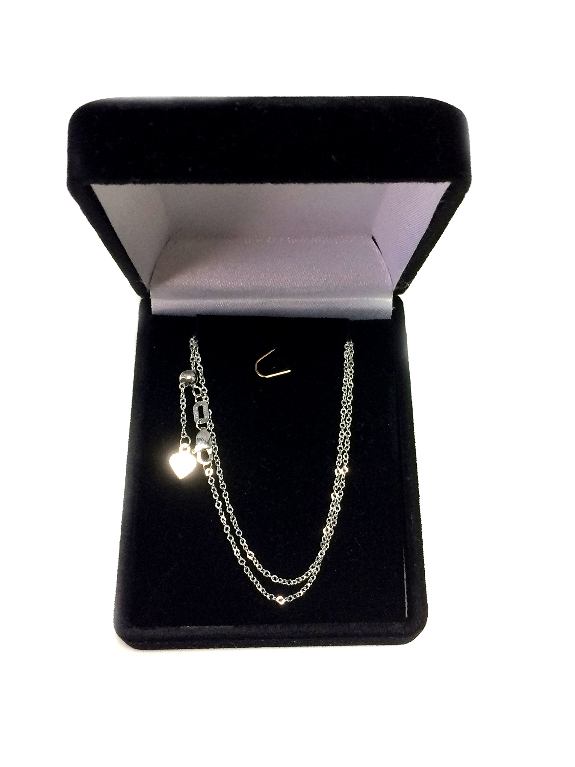 Jewelry Affairs 14k White Real Gold Adjustable Singapore Link Chain Necklace, 1.15mm, 22"