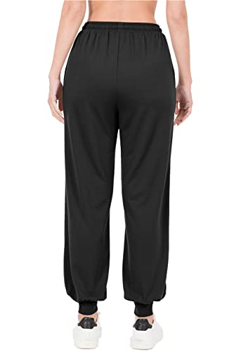 Nolabel 8043 Women's Soft French Terry Jogger Pants with Pockets Black L