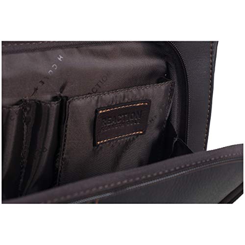 Kenneth Cole Reaction Full-Grain Colombian Leather Briefcase Expandable RFID 15.6" Laptop Computer Business Portfolio Shoulder Bag, Brown