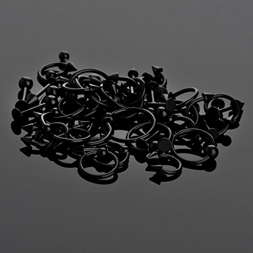 IPINK Spike Bars Labret Lip Ring Stud Body Piercing Stainless Steel Black 50pcs 16g