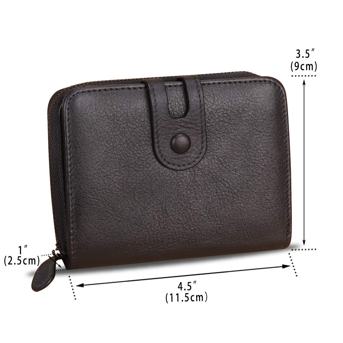 LRTO Genuine Leather Small Purse Wallet for Women RFID-Blocking Handmade Clutch Wallets Money Clip Card Case Organizer Coin Pouch (Brown)