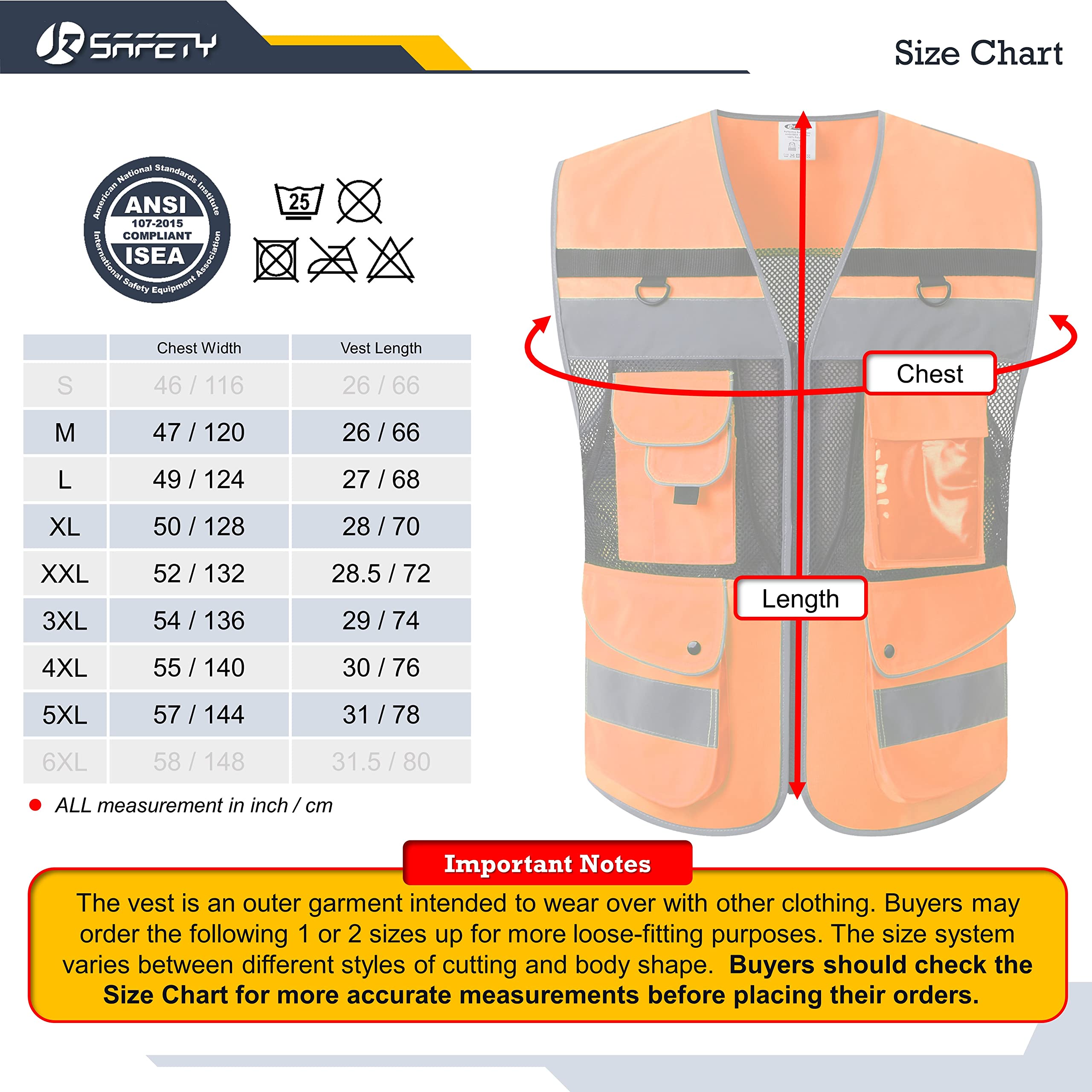 JKSafety 12 Pockets Class 2 High Visible Reflective Safety Vest Zipper Front Back Pockets Mesh Lining, Yellow-Black Meets ANSI/ISEA Standards (180-Yellow-Black XXL)