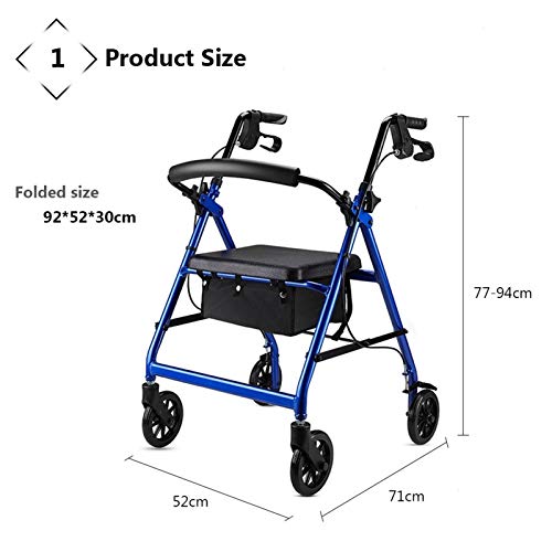 Walker,Rollator Walker with Seat, Lightweight Durable Folding Mobility Rolling Walker, with Comfort Grip and 6 Inch Wheels, Ideal for Elderly & Handicap Red Outdoor,Supports 220 lbs