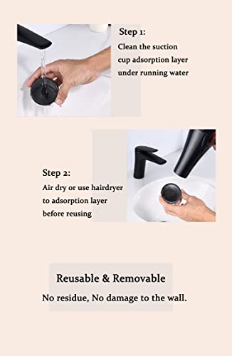 Towel Hooks (Black Matt) for Bathroom - Heavy Duty Shower Suction Hooks for Door Windows Tile Glass Kitchen Bathroom Hooks for Towel Loofah Utensils - 2 Packs Shower Towel Hook B: Black Matte