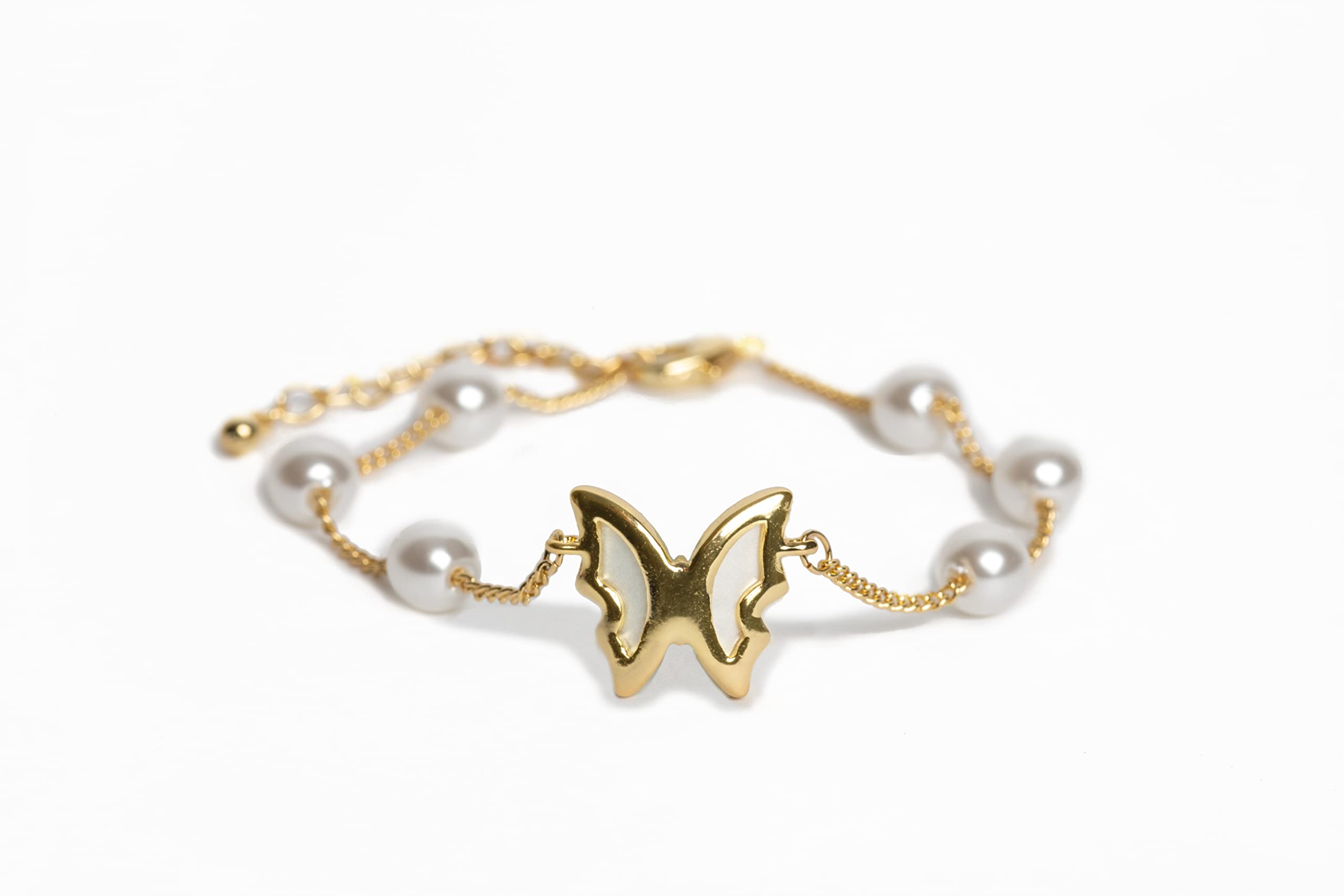 Marwat,s Butterfly Pearl Bracelets for Women, Gold plated (B1374)