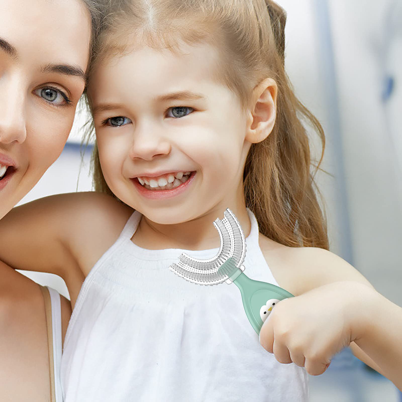 U Shaped Toothbrush l Kids Toothbrushes with Silicone Brush Head - Soft Manual Training Toothbrush, 360° Oral Teeth Cleaning Suitable for Ages 2-12 Years Old