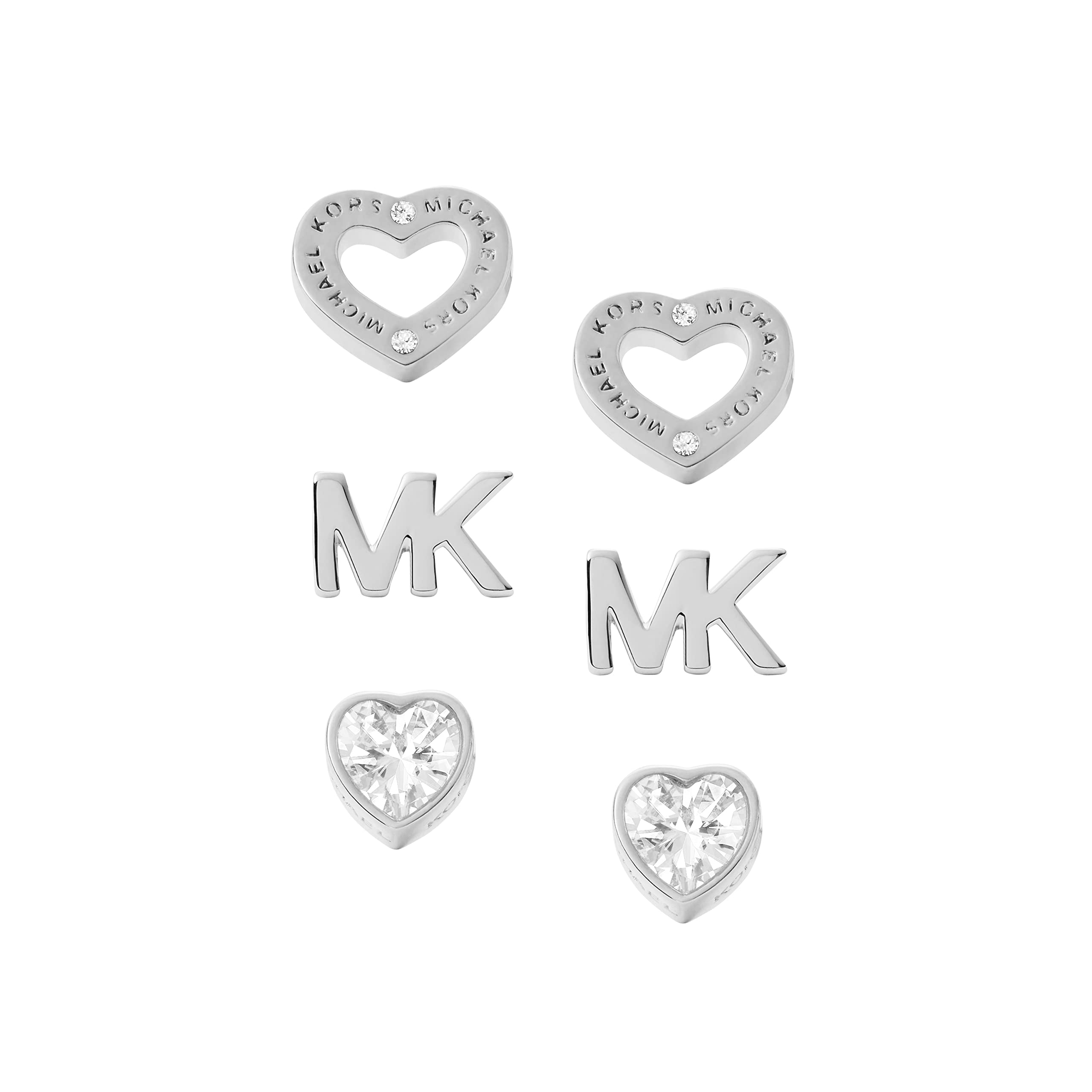 Michael Kors Women's Fashion Silver Brass Stud Earrings Set, (Model: MKJ7796040)