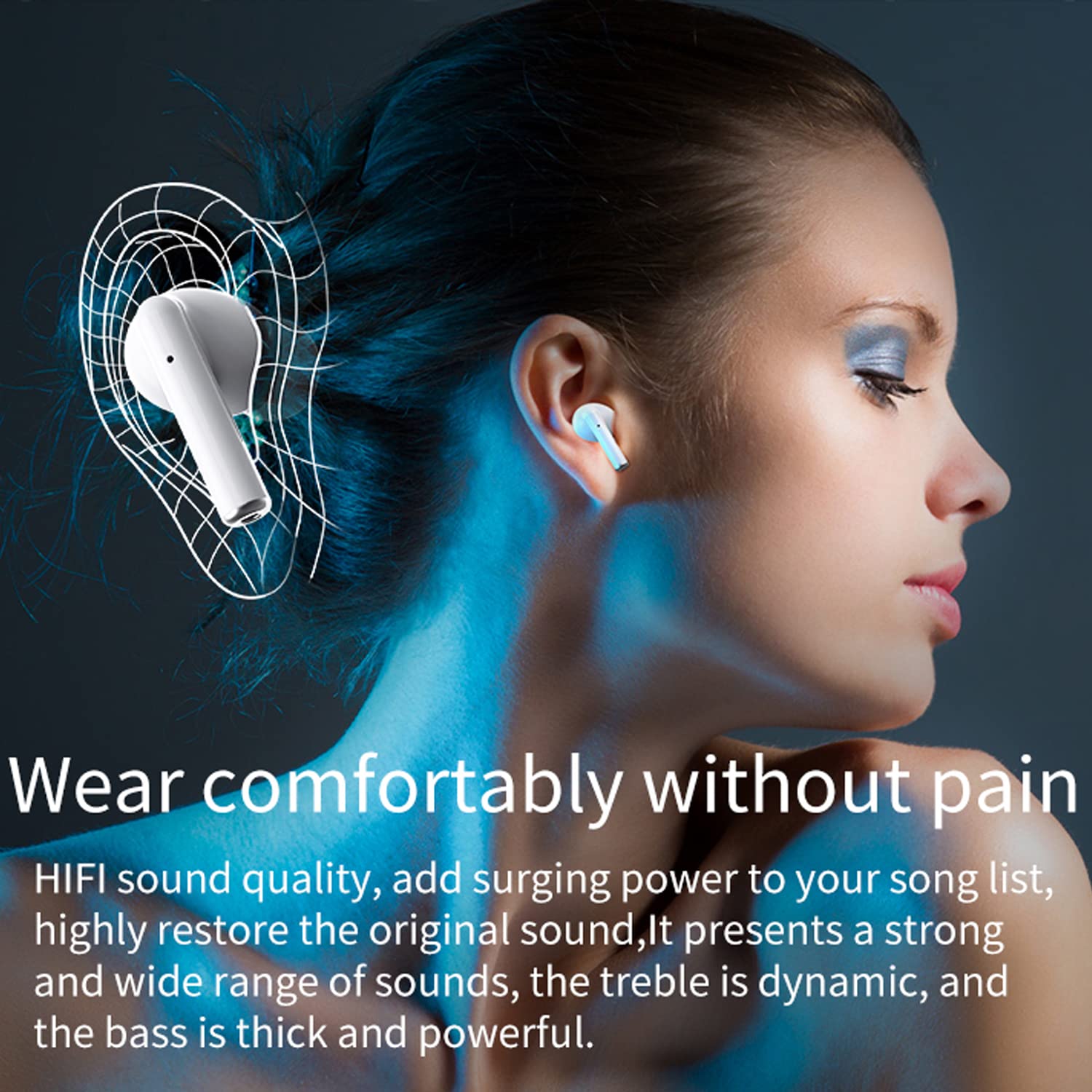 Wireless Earbuds, 30Hrs Playtime Bluetooth Earbuds Built in Noise Cancellation Mic with Charging Case, Headphones with Stereo Sound, IP67 Waterproof Ear Buds Touch Control Smart Pop-up Auto Pairing