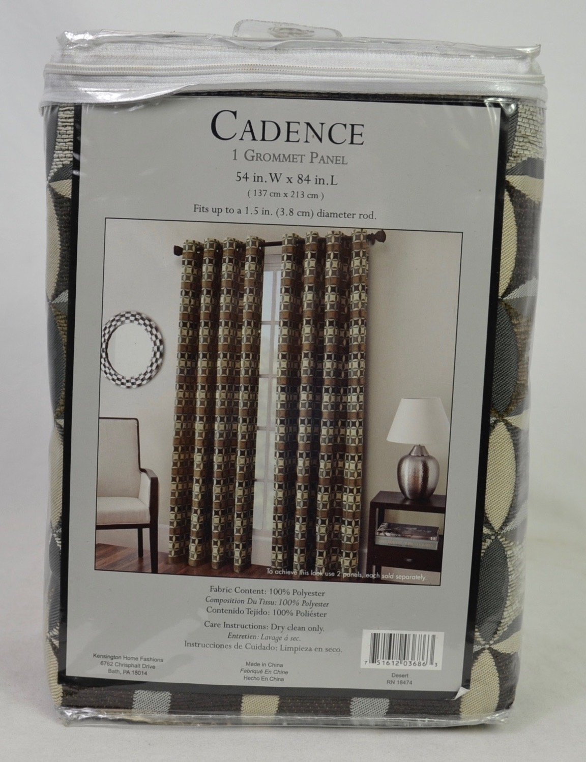 Kensington Home Fashions Cadence Jacquard 84" L, 1 Grommet Window Curtain Panel in Desert